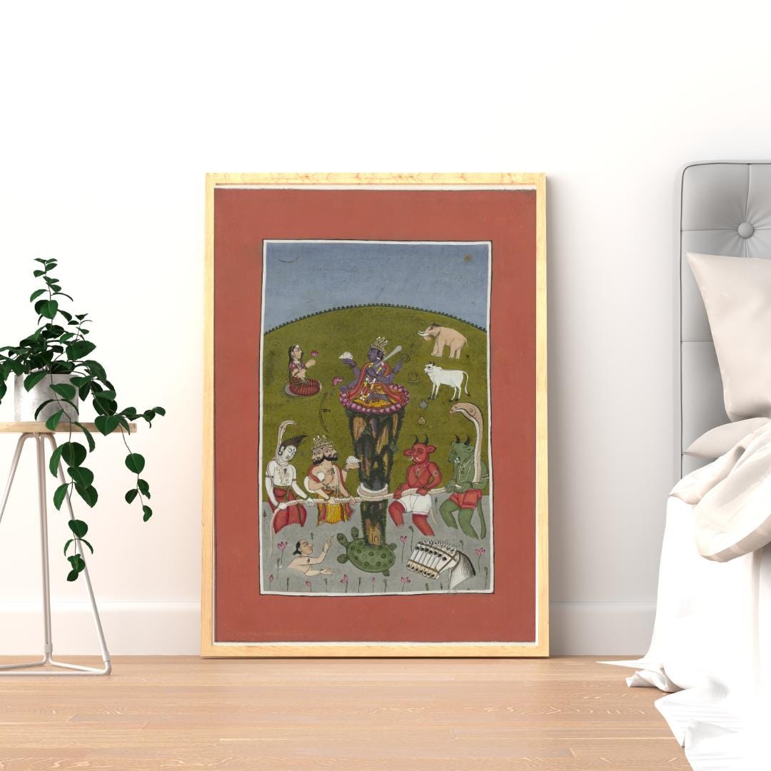 Nectar Churning Between Gods and Demons Matte Vertical Poster | Vintage ...