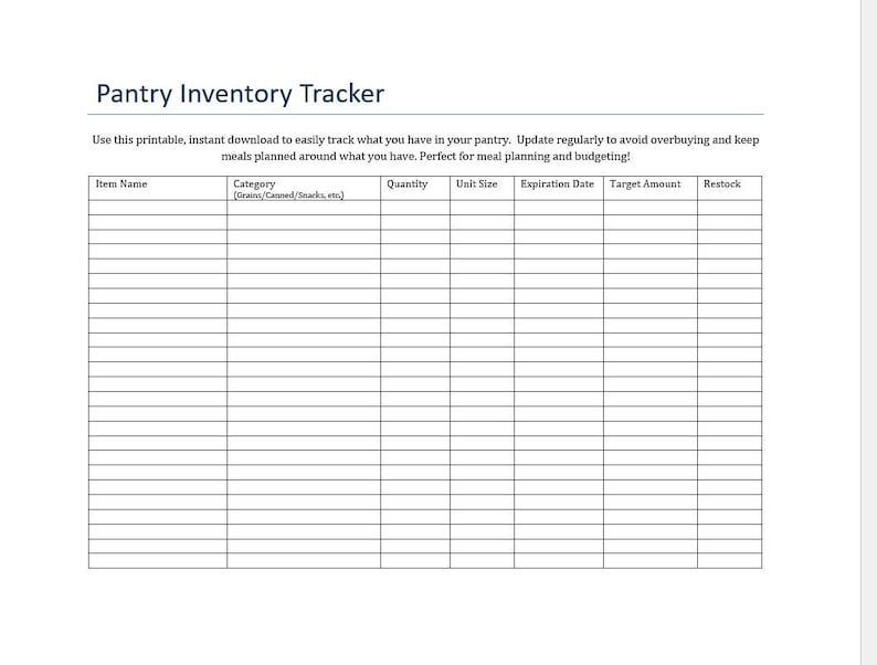 Pantry Inventory Tracker Printable | Simple Kitchen Organization for ...