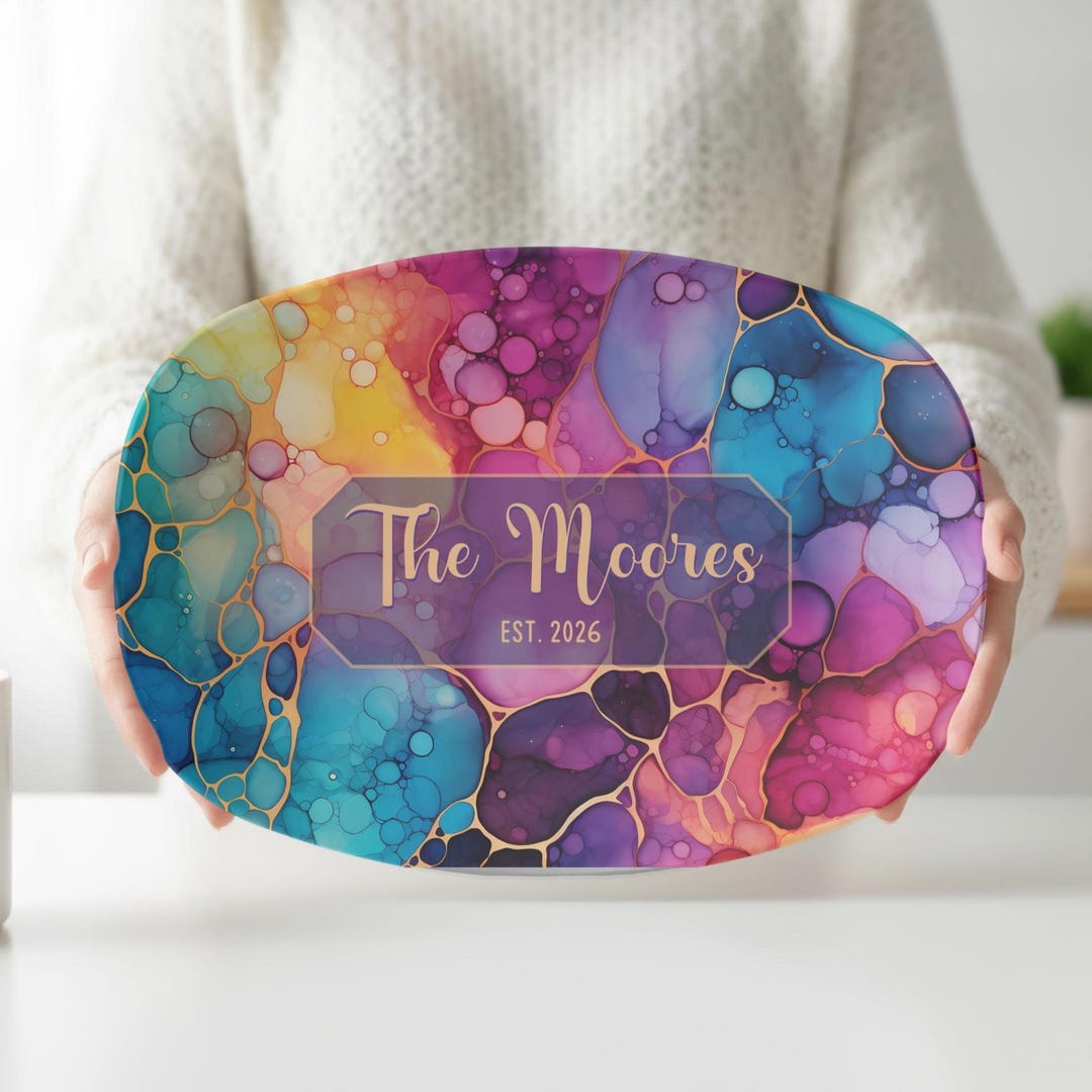 Personalized Family Name Plate Custom Last Name Monogram Platter Host ...