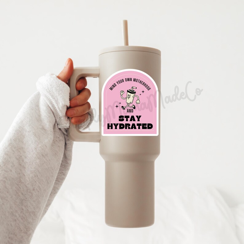 Hydration Reminder Vinyl Decals, Pink Water Bottle Stickers, Mom Life ...