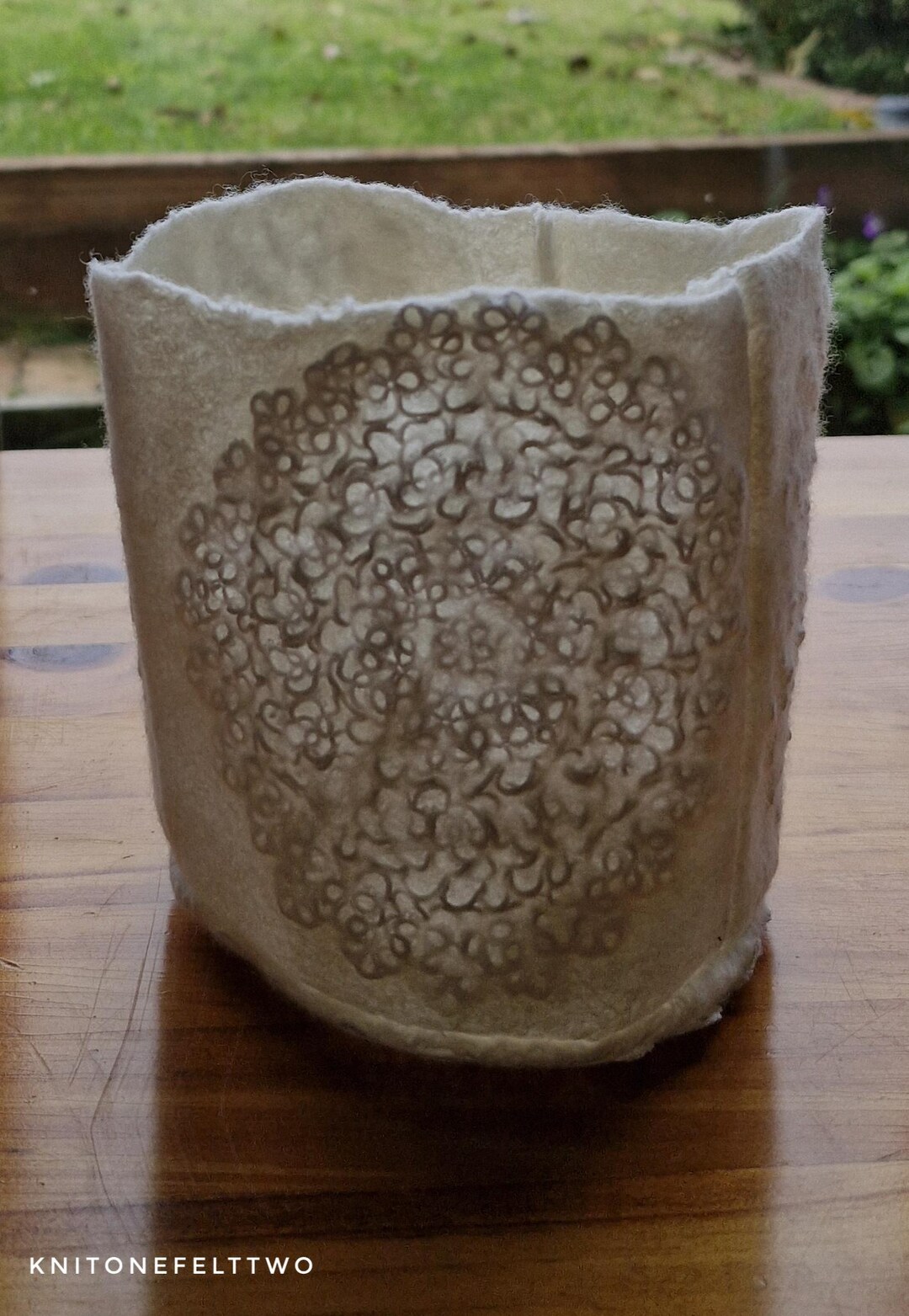 Wet Felted Cream Merino Wool Rustic LED Tea Light With Lace Design - Etsy