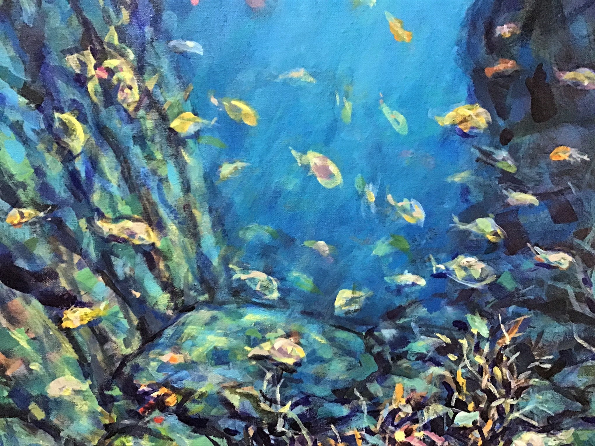 Marine Life Painting, Aquatic Life Painting, Underwater Painting, Fish ...
