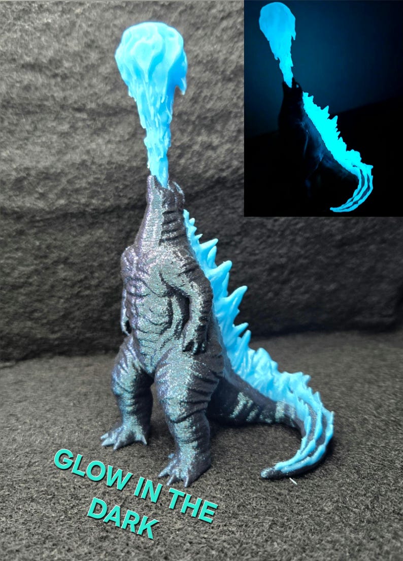 Legendary Godzilla Inspired Glow in the Dark Statue With Blue Flame - Etsy
