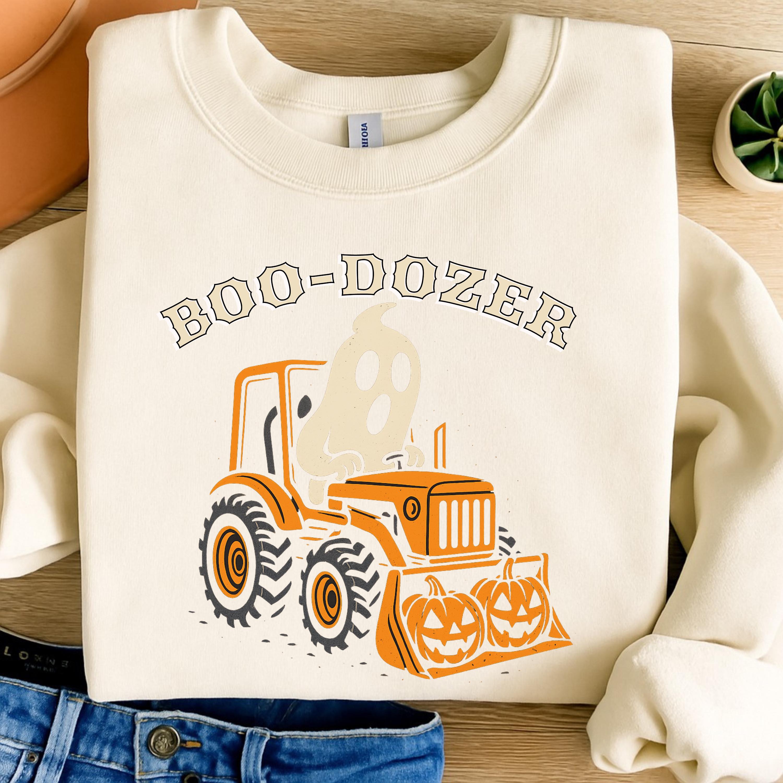 Boo Dozer Halloween PNG, Ghost Bulldozer Pumpkin Sublimation Design ...