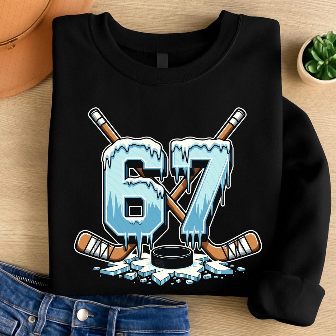 Icy Hockey Number 67 PNG SVG, Frozen Puck Sports Design, Game Day Fan T ...