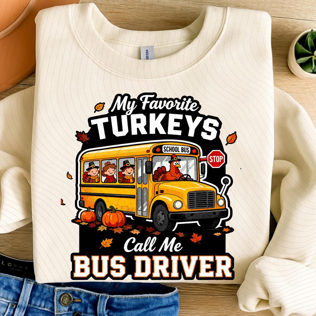 Thanksgiving Bus Driver Design, Funny Turkey Graphic (PNG SVG Digital ...