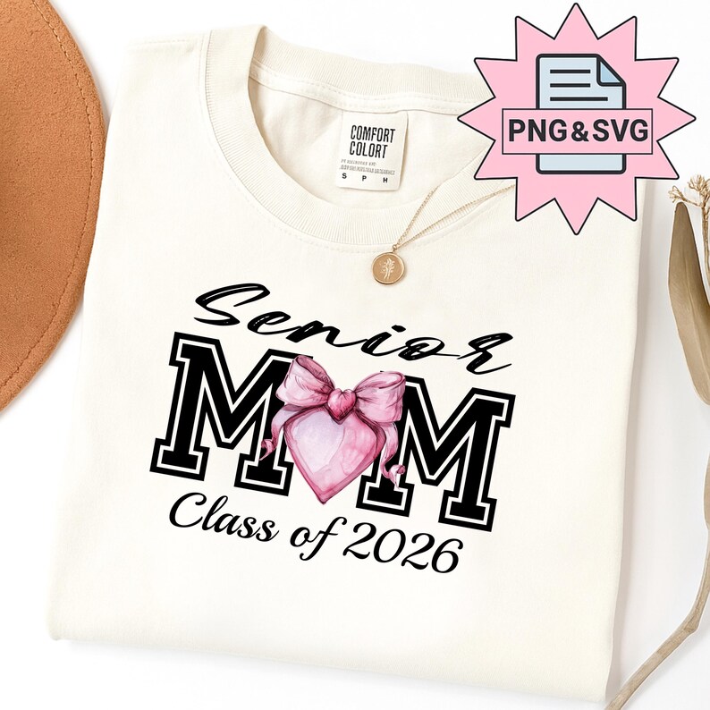 Senior Mom Class of 2026 SVG PNG, Graduation Heart Bow Digital Download ...