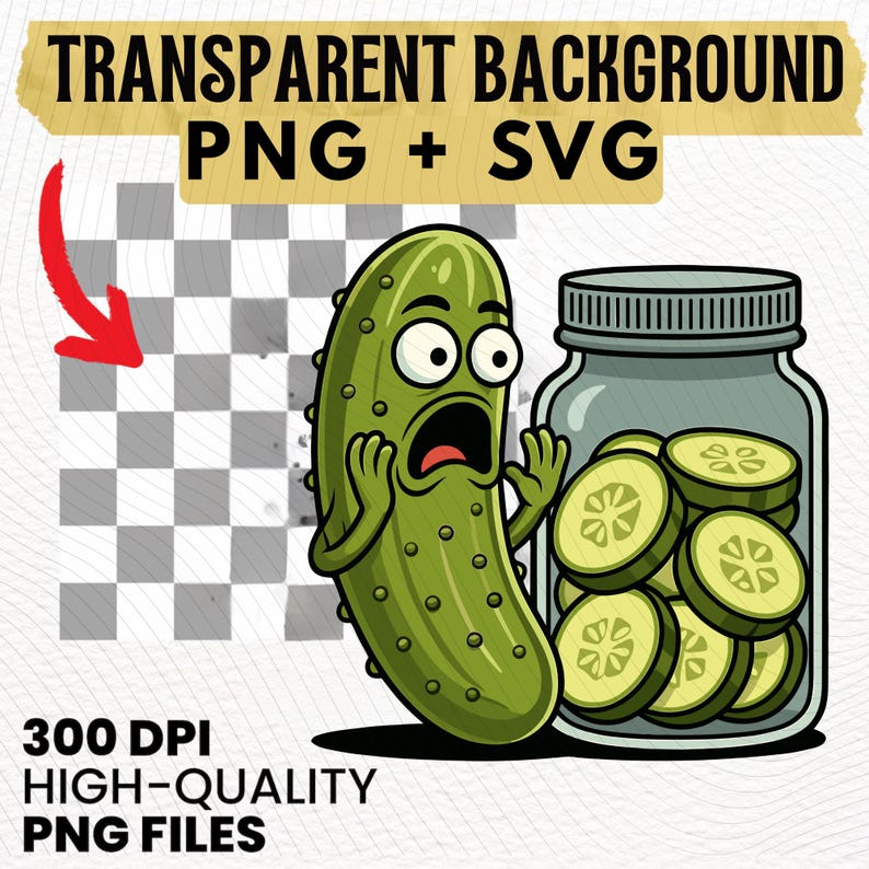 Funny Scared Pickle PNG SVG Design: Terrified Cartoon Cucumber Slices ...