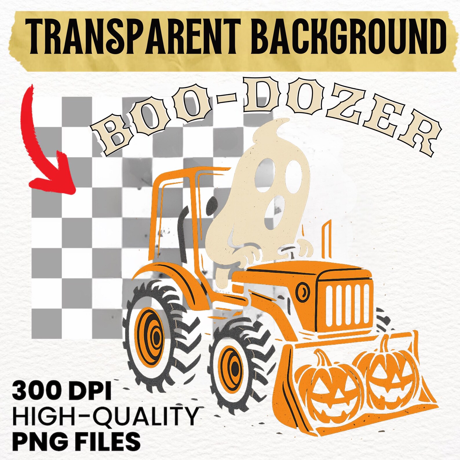 Boo Dozer Halloween PNG, Ghost Bulldozer Pumpkin Sublimation Design ...