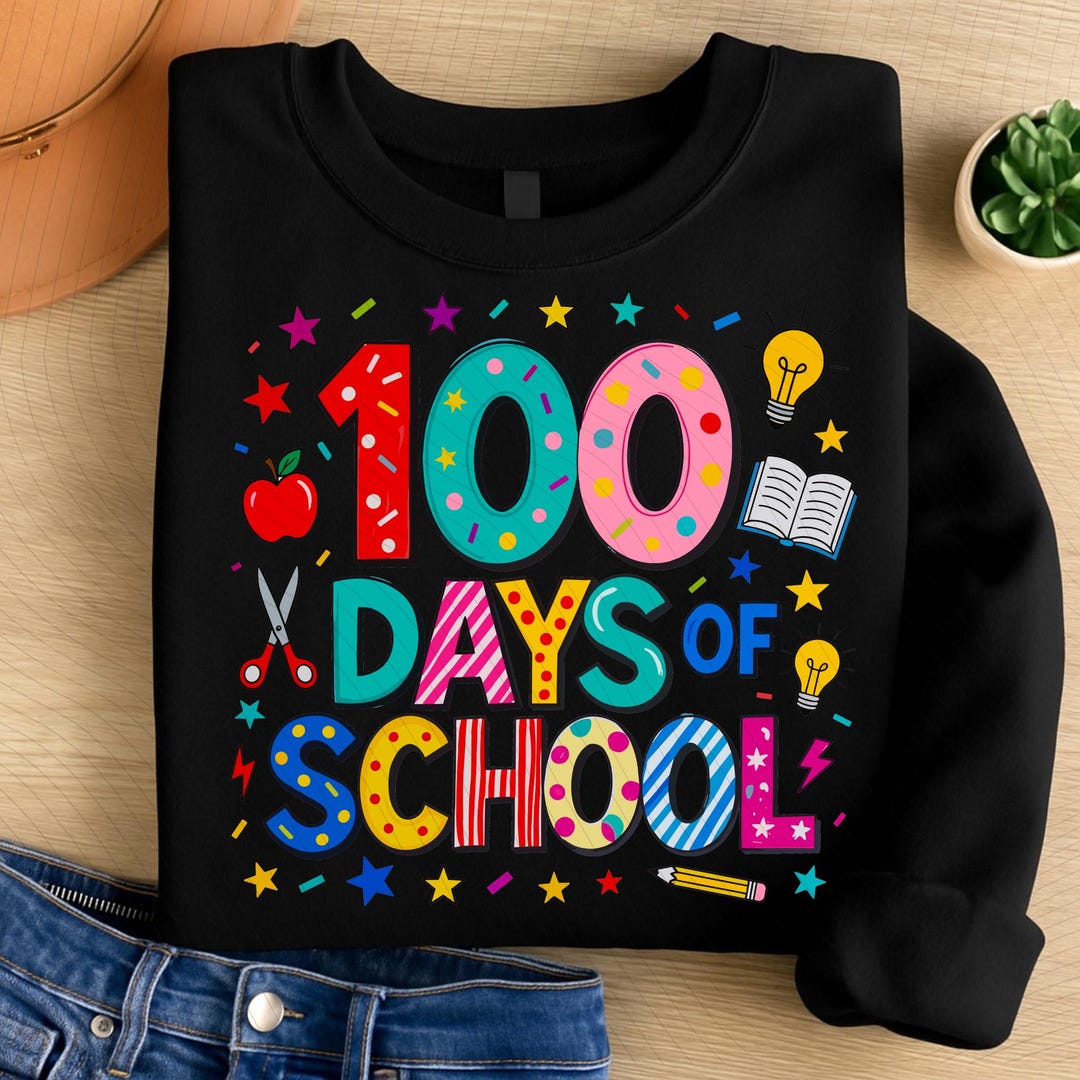 Vibrant 100 Days School Celebration SVG PNG Kindergarten Elementary ...