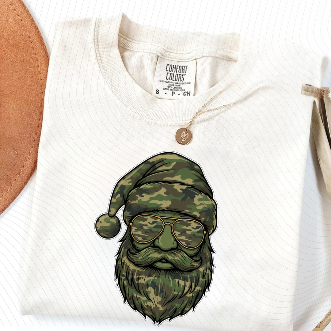 Camo Santa SVG PNG, Tactical Christmas Clipart, Military Holiday Design ...