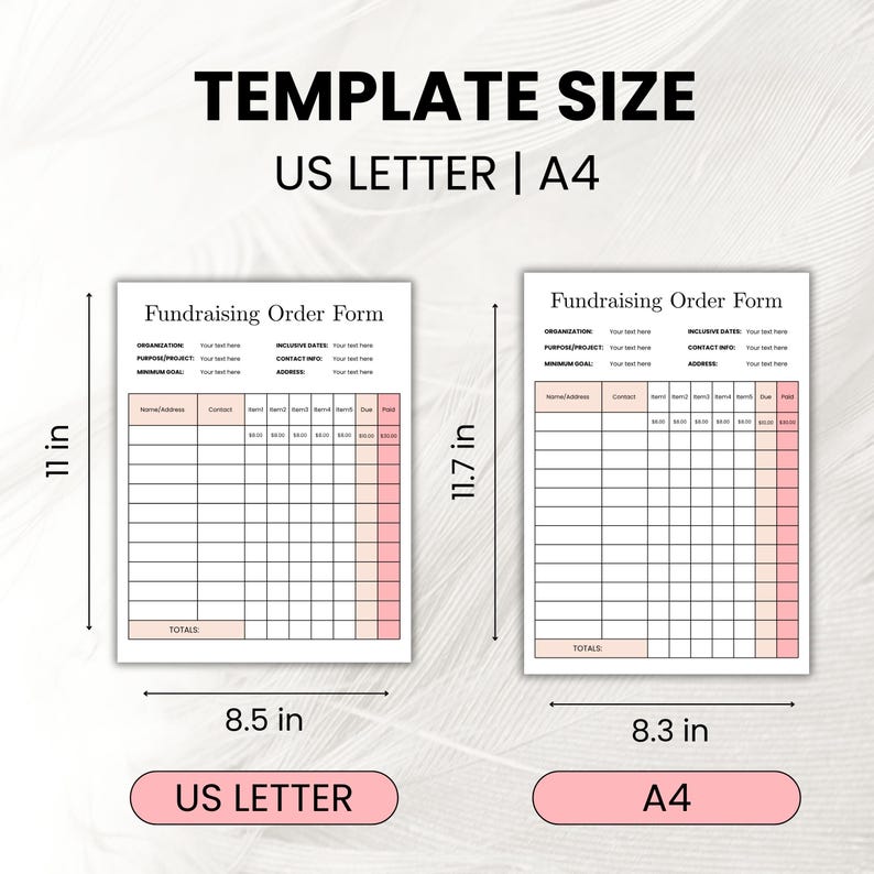 Fundraising Order Form Template, Editable Fundraiser, Tracker Form for ...