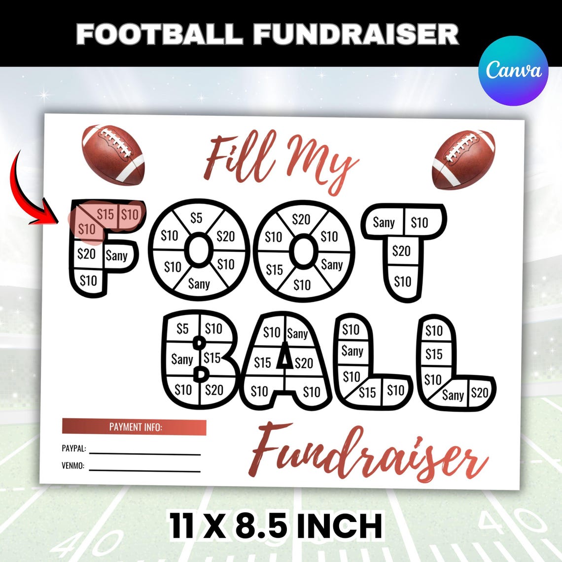 Fill My Football Fundraiser Template | Sponsor My Season Form ...