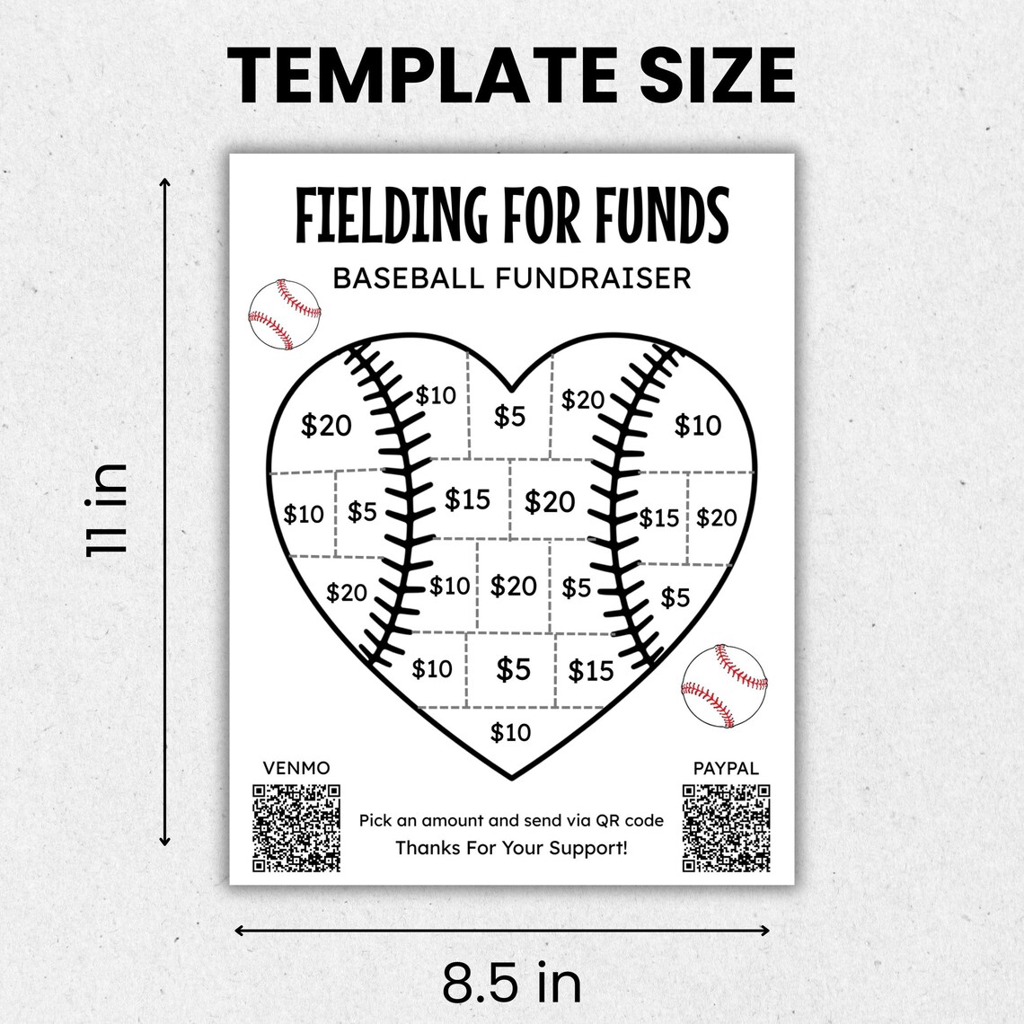 Baseball Fundraiser Calendar, Pick-a-date Donation Template, Youth Team ...