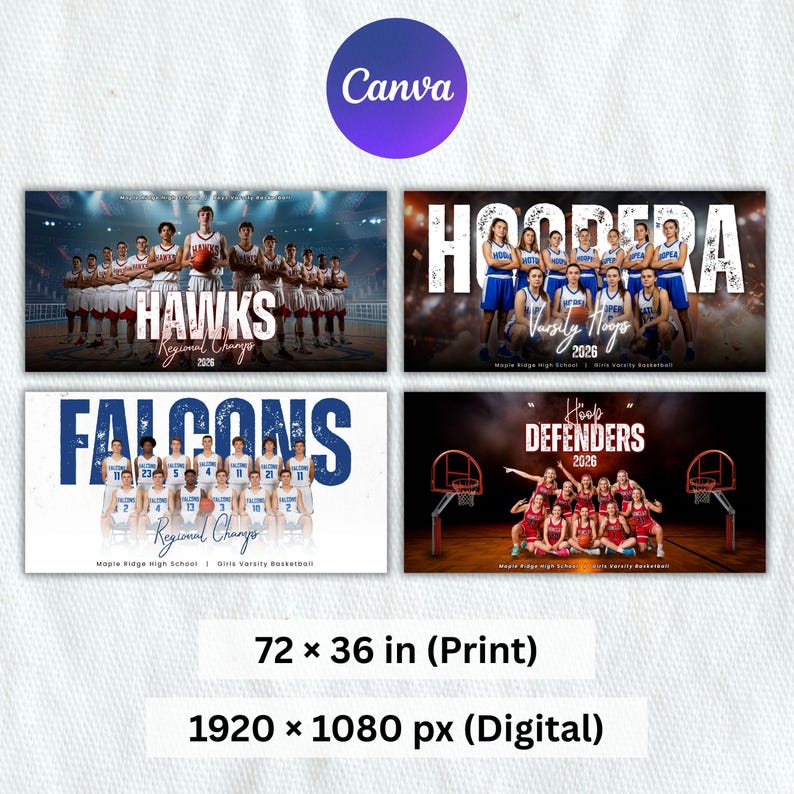Basketball Team Banner Templates, Basketball Team Photo Bundle, High ...