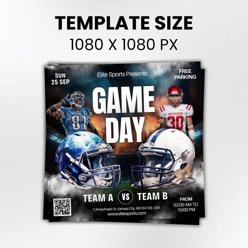 Game Day Football Flyer Template, Match Day Flyer, Sports Invitation ...
