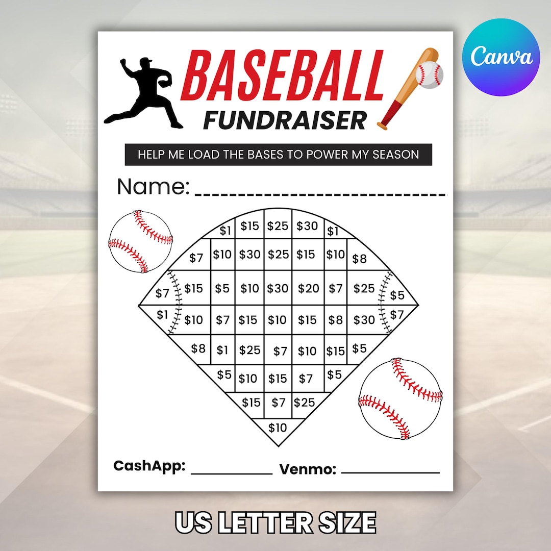 Baseball Fundraiser, Fill My Base, Cash Calendar, With FREE Tracking ...