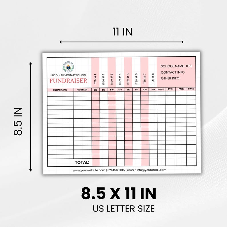 Fundraising Order Form, Editable Template, Printable Donation & Item ...