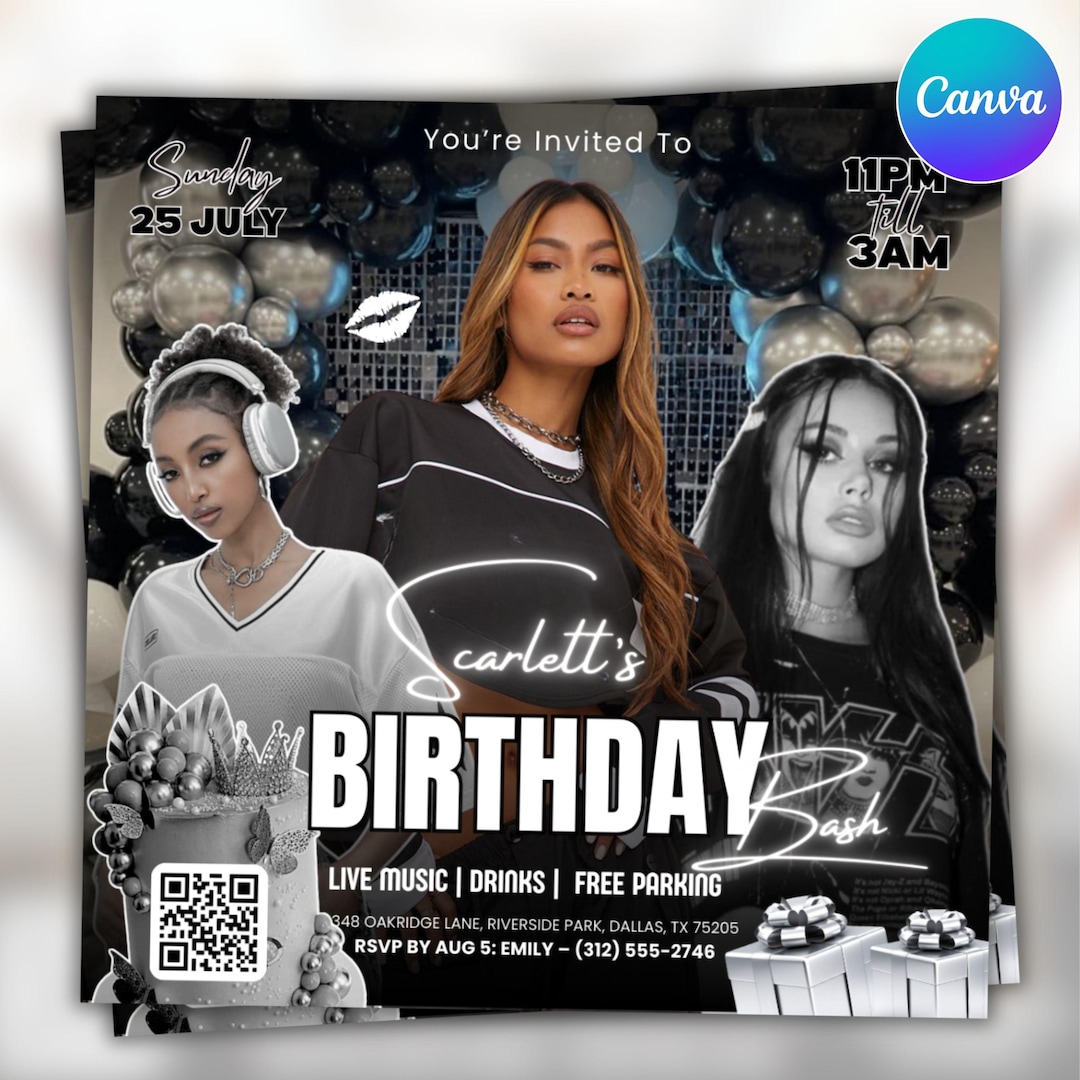 Birthday Party Flyer Template, Girls Birthday Flyer, Party Flyer ...