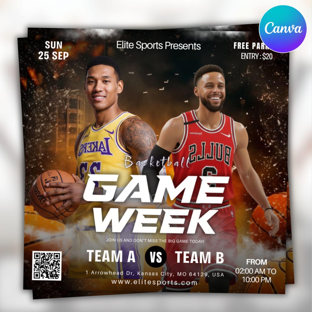 Game Day Basketball Flyer Template, Match Day Flyer, Sports Party ...