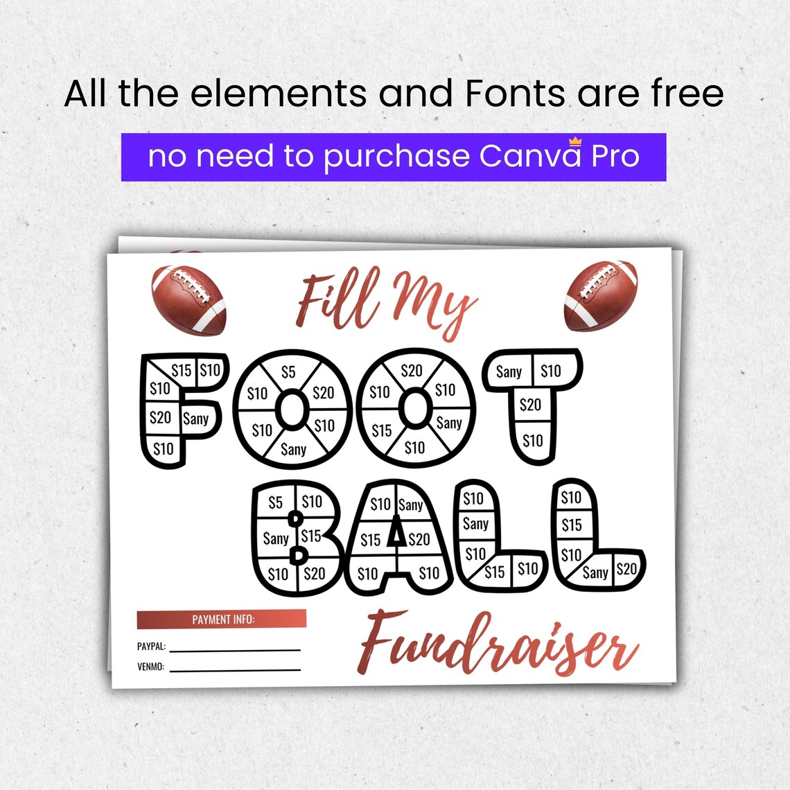 Fill My Football Fundraiser Template | Sponsor My Season Form ...