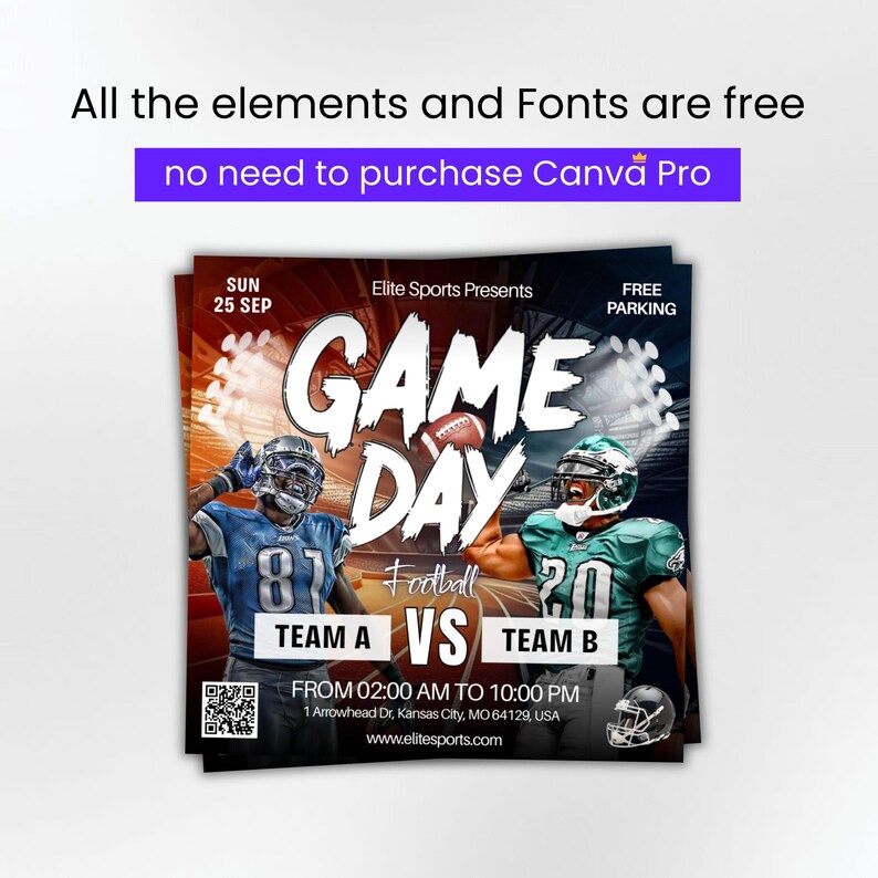 Game Day Football Flyer Template, Match Day Flyer Canva, Sports Party ...