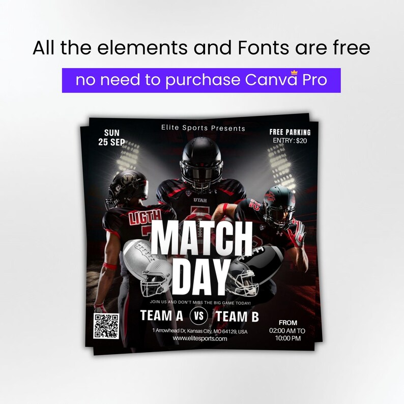 Game Day Football Flyer Template, Sports Party Invitation, Match Day ...