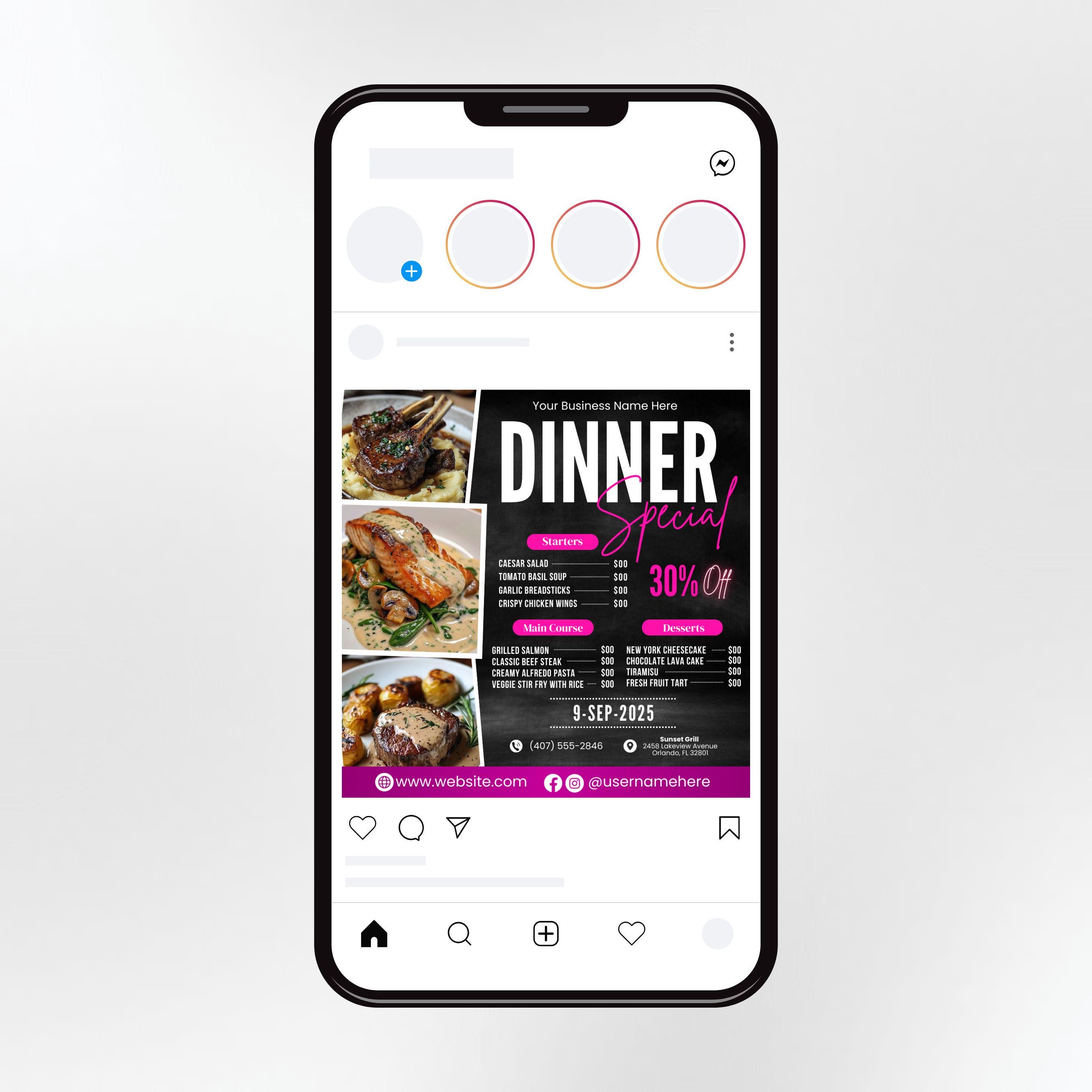 Dinner Specials Flyer, Restaurant Menu Template, Editable Food Flyer ...