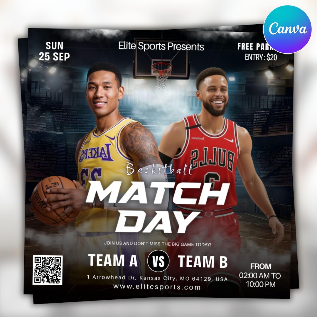 Game Day Basketball Flyer Template, Match Day Flyer, Sports Party ...