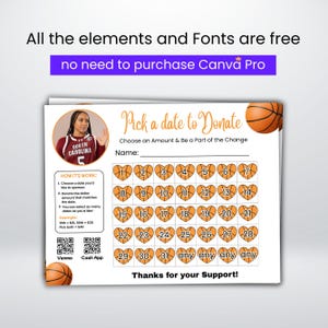 Basketball Fundraiser Calendar, Pick a Date to Donate, Basketball Heart ...
