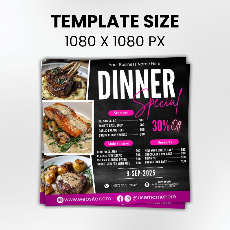 Dinner Specials Flyer, Restaurant Menu Template, Editable Food Flyer ...