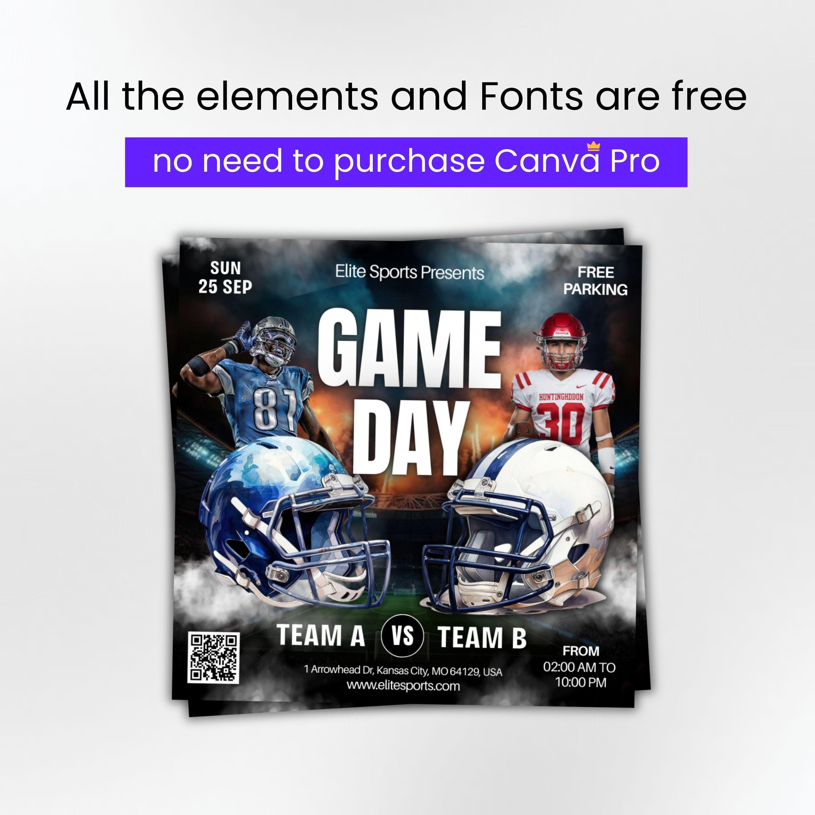 Game Day Football Flyer Template, Match Day Flyer, Sports Invitation ...