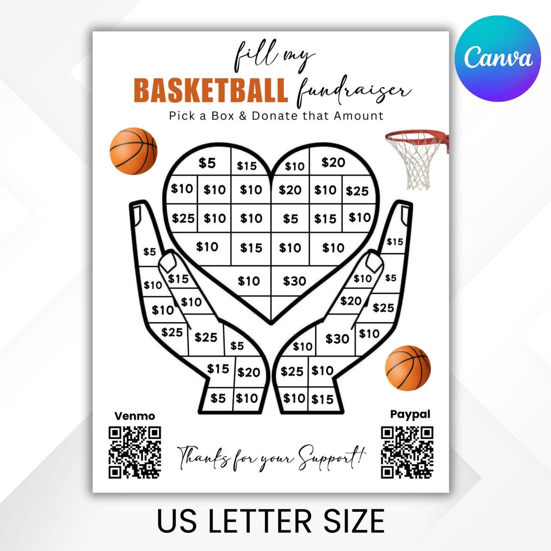 Fill My Basketball Fundraiser Template, Basketball Heart Fundraiser ...