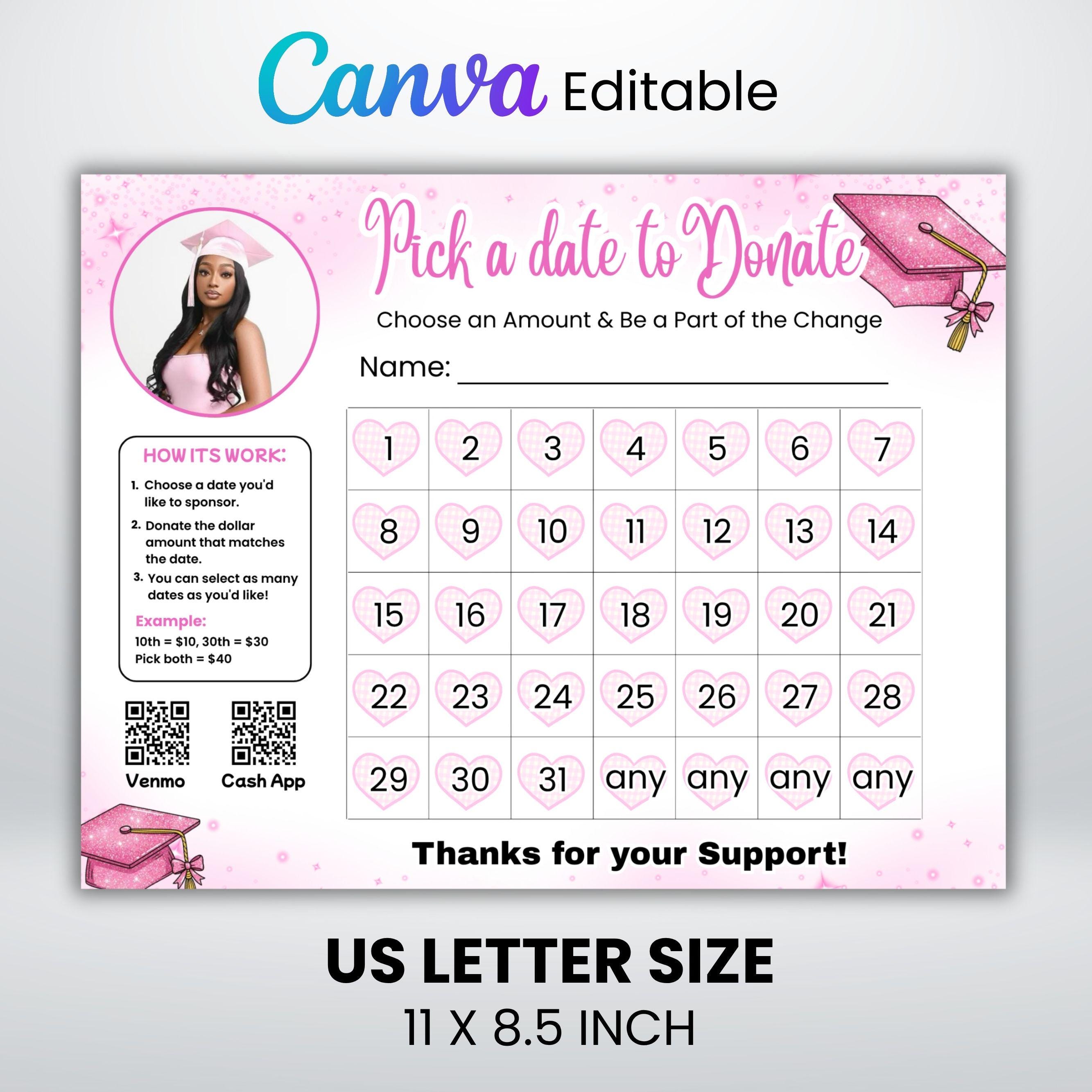 Graduation Fundraiser, Pick a Amount to Donate, Senior Fundraiser Ideas ...