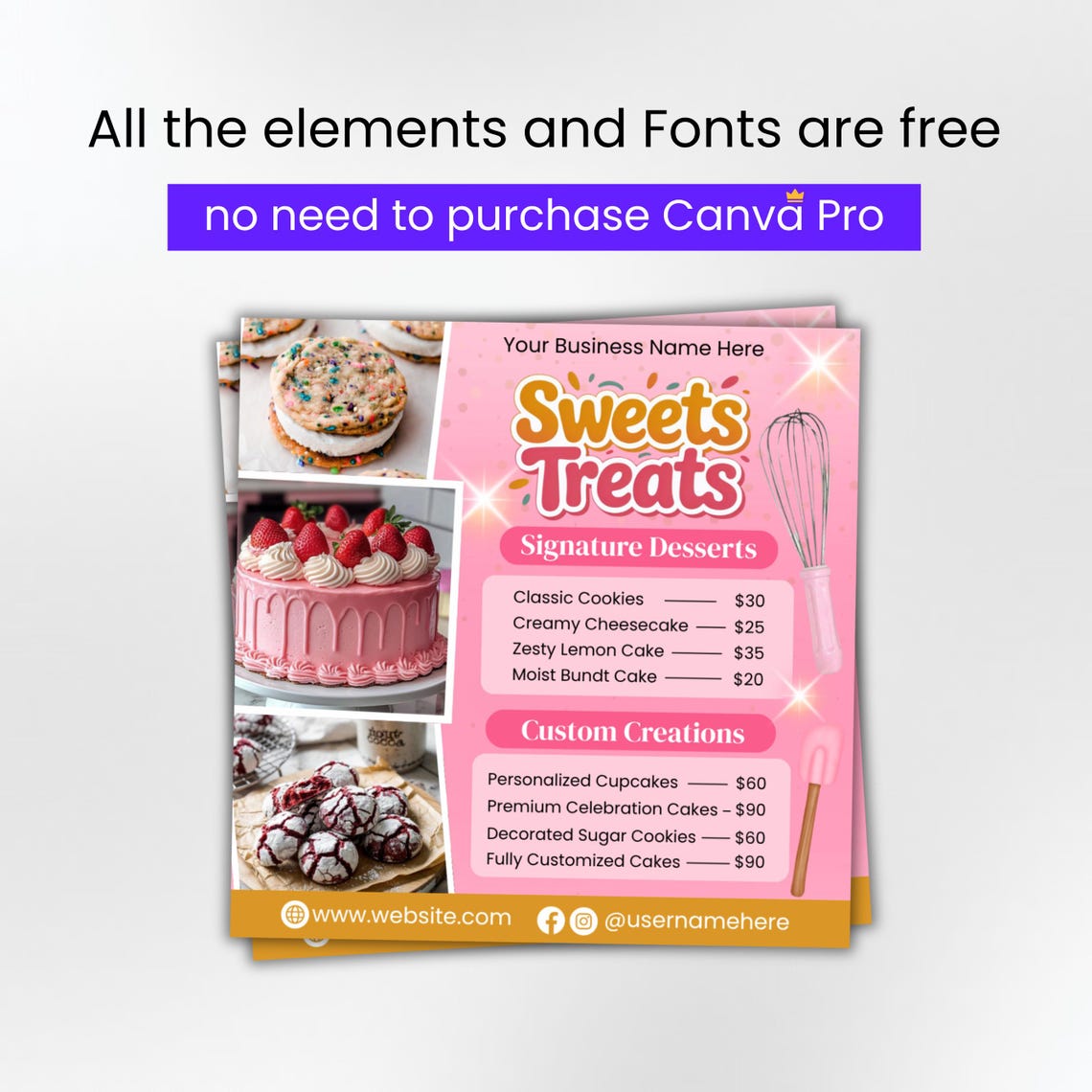Bakery Flyer, Editable Canva Template, Bake Sale Flyer, Dessert Flyer ...