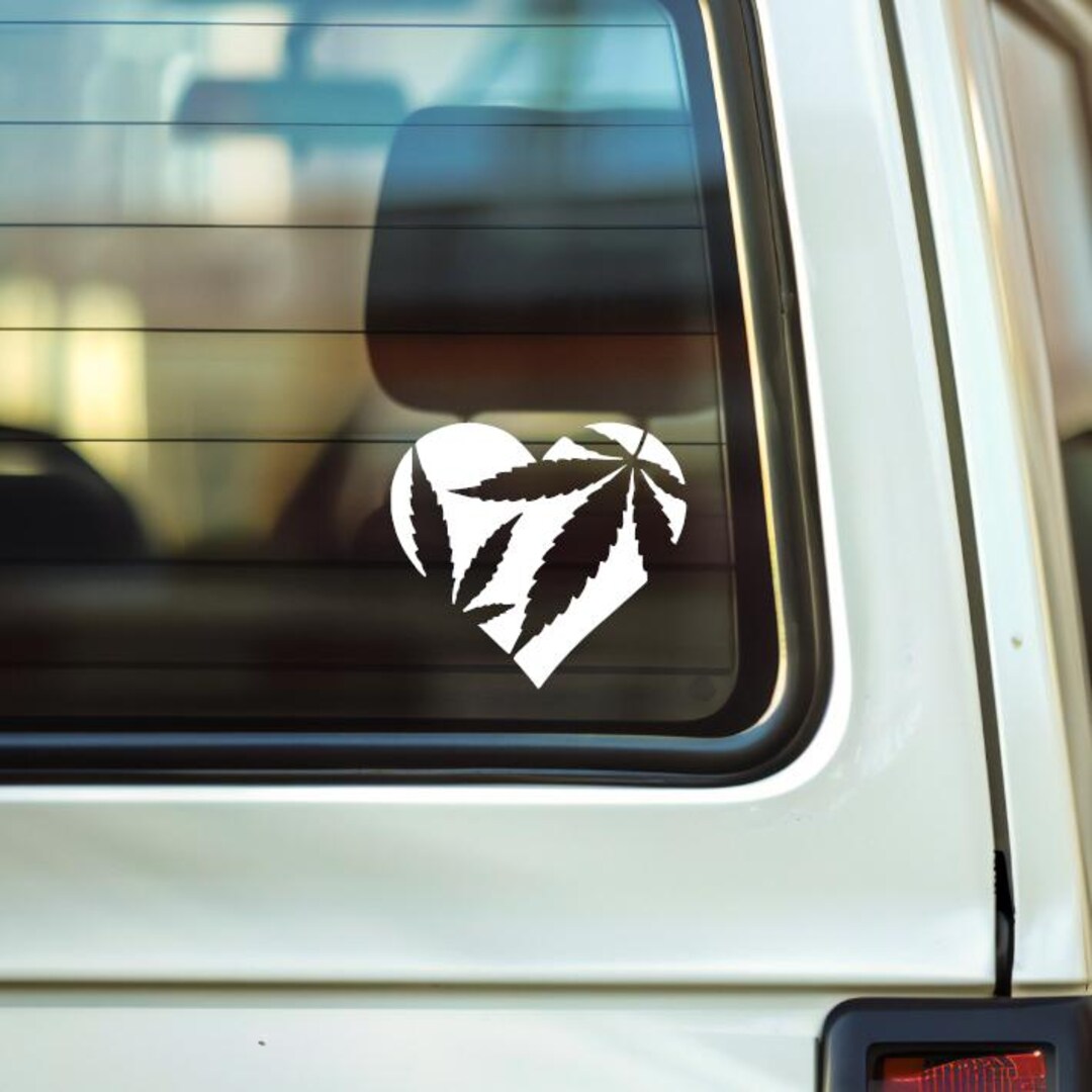 More Than 20+ Colors & Sizes Dope Heart Weed Vinyl Decal Sticker Window ...