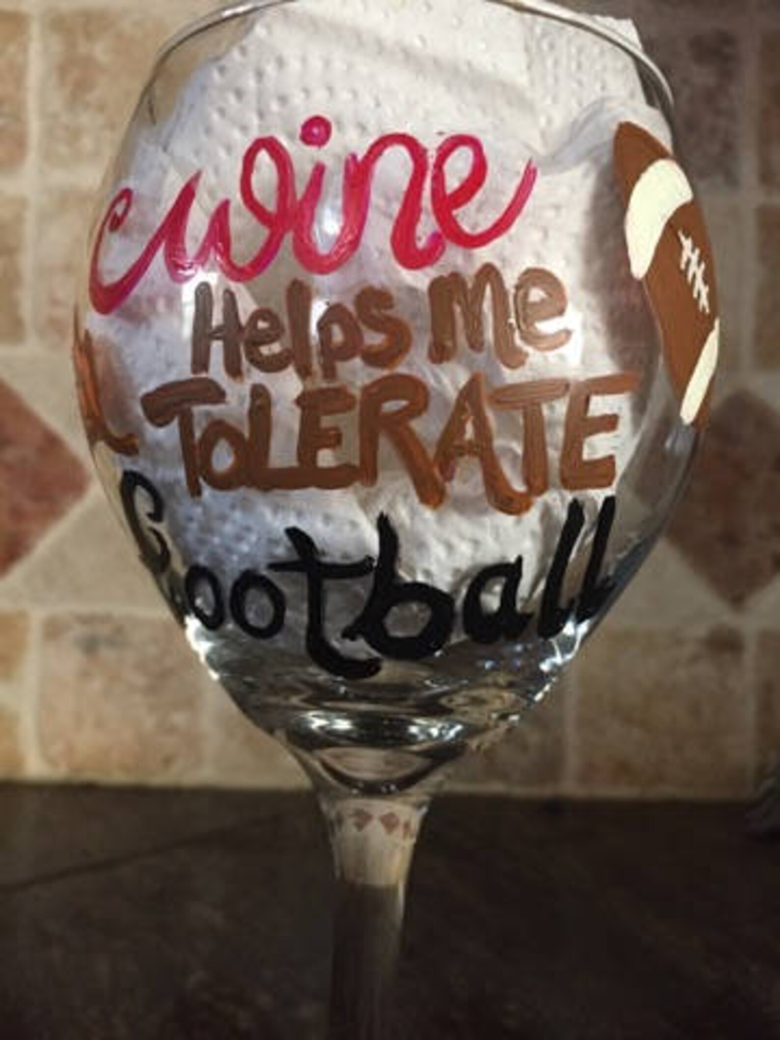 Funny Football Wine Glass - Etsy