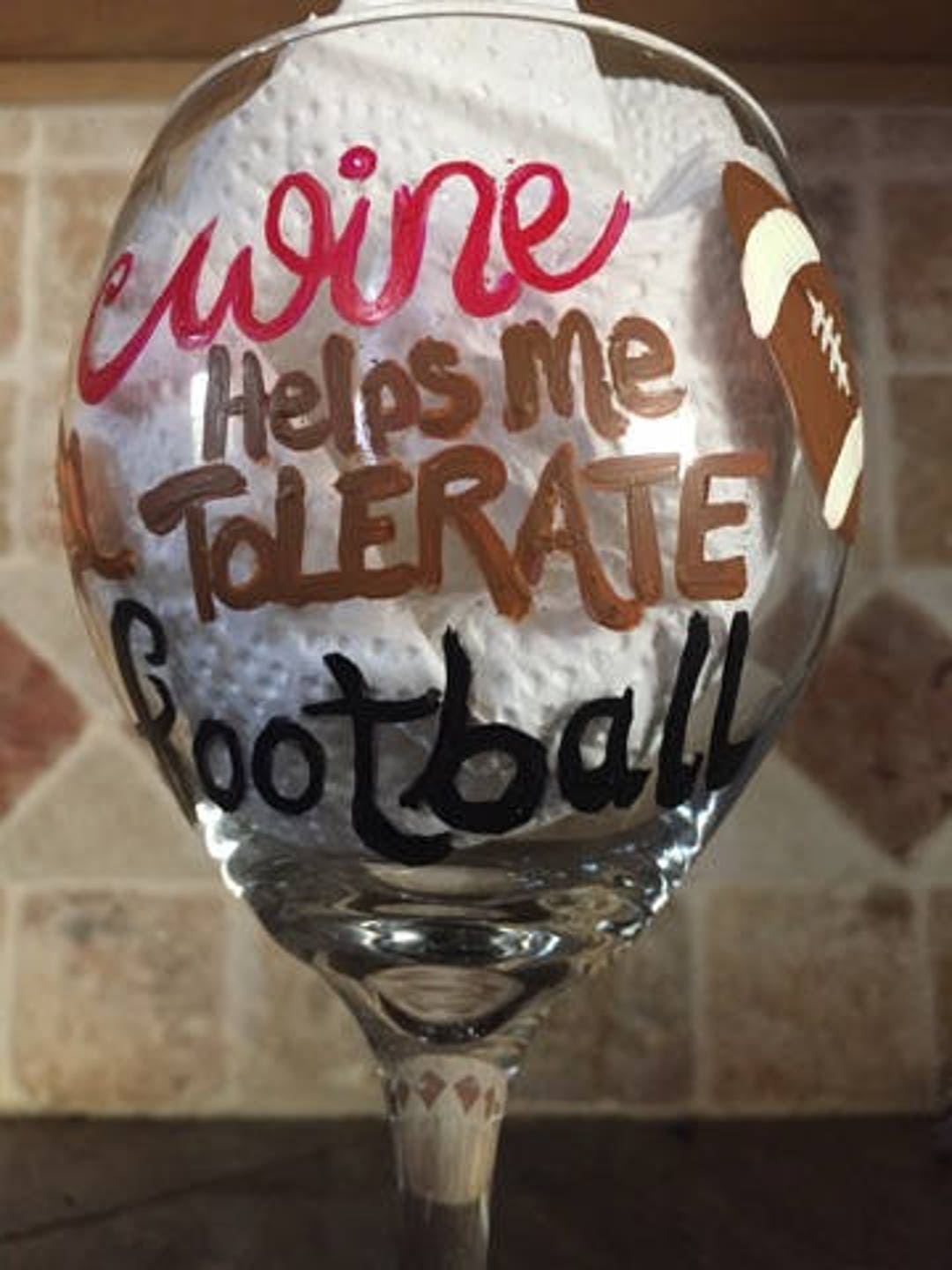 Funny Football Wine Glass - Etsy