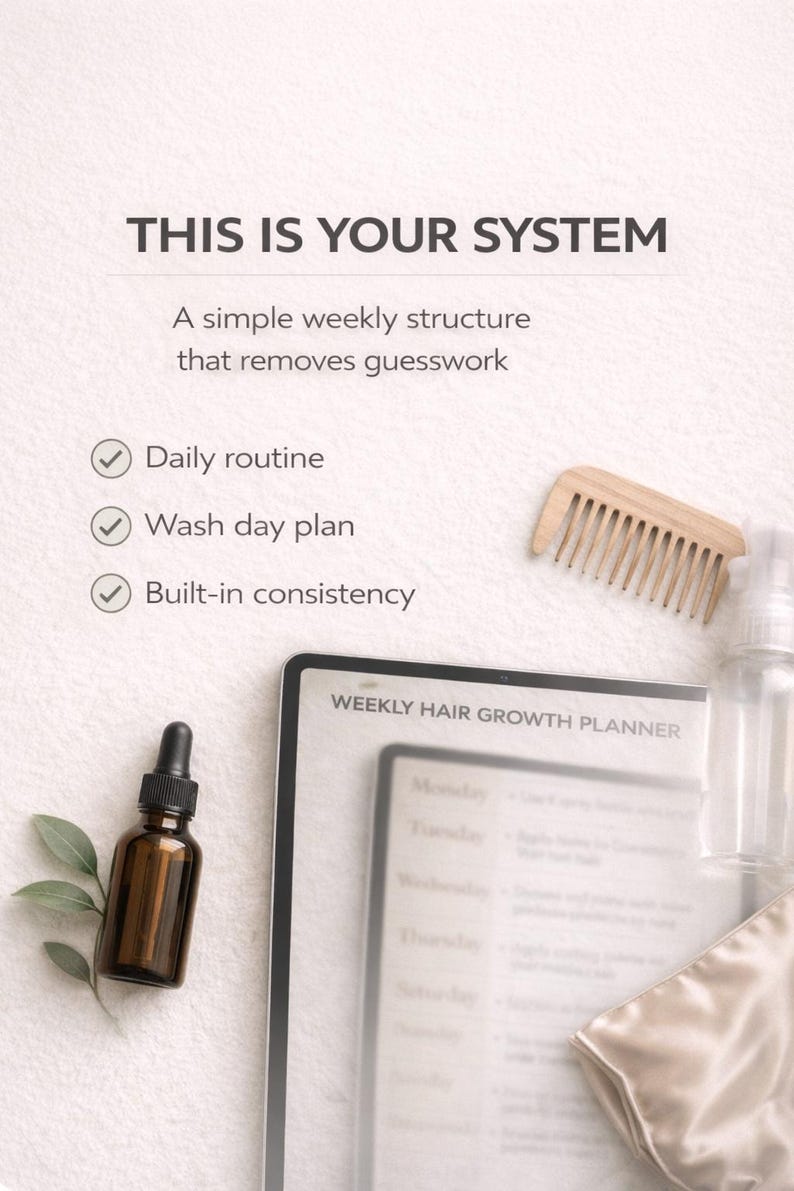 4B/4C Hair Growth Tracker Planner | Weekly Routine System (digital ...