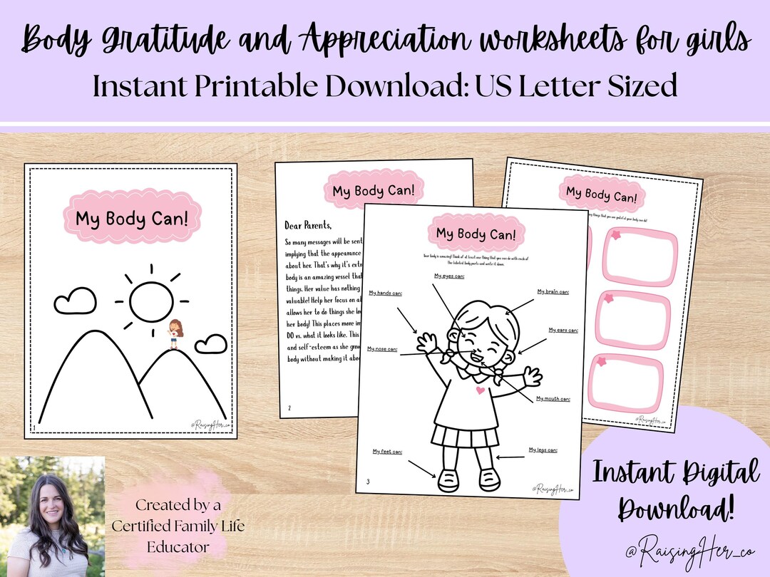 My Body Can: Body Gratitude and Appreciation Worksheets for Girls - Etsy