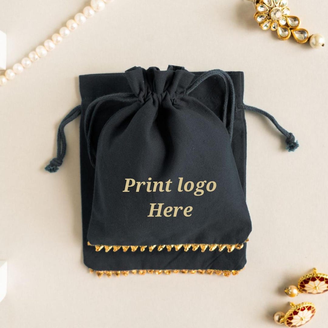 100 Custom Logo Cotton Drawstring Bags: Personalized Jewelry Packaging ...