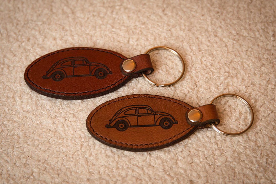 VW Beetle Keychain Pendant Leather Keyring Leather Car Vintage Car - Etsy