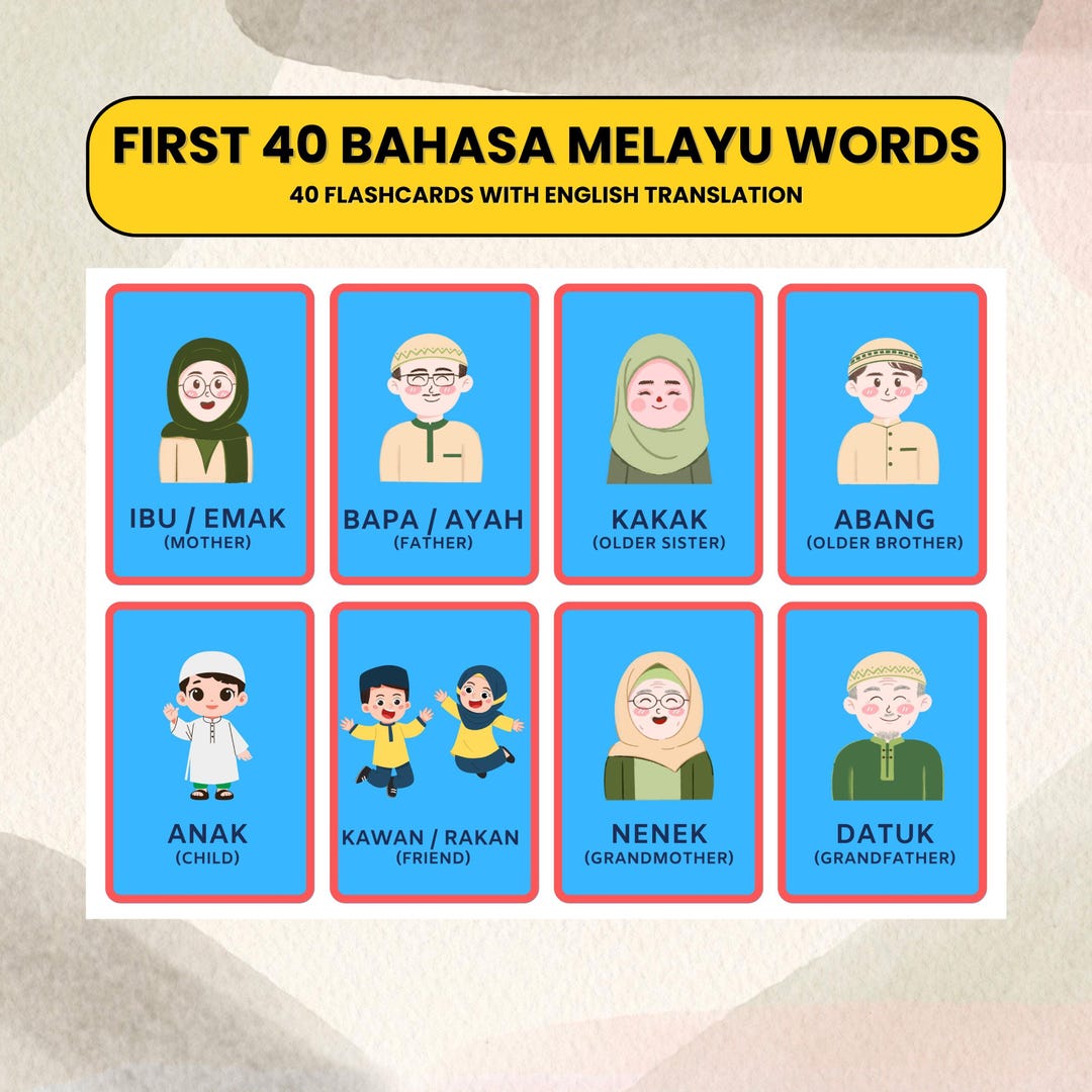 40 Bahasa Melayu Flashcards for Kids – Printable Malay Words With ...