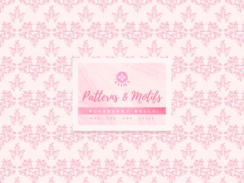 Hand Crafted Blueberry Bell Flower Seamless Pattern | Expandable Pink ...