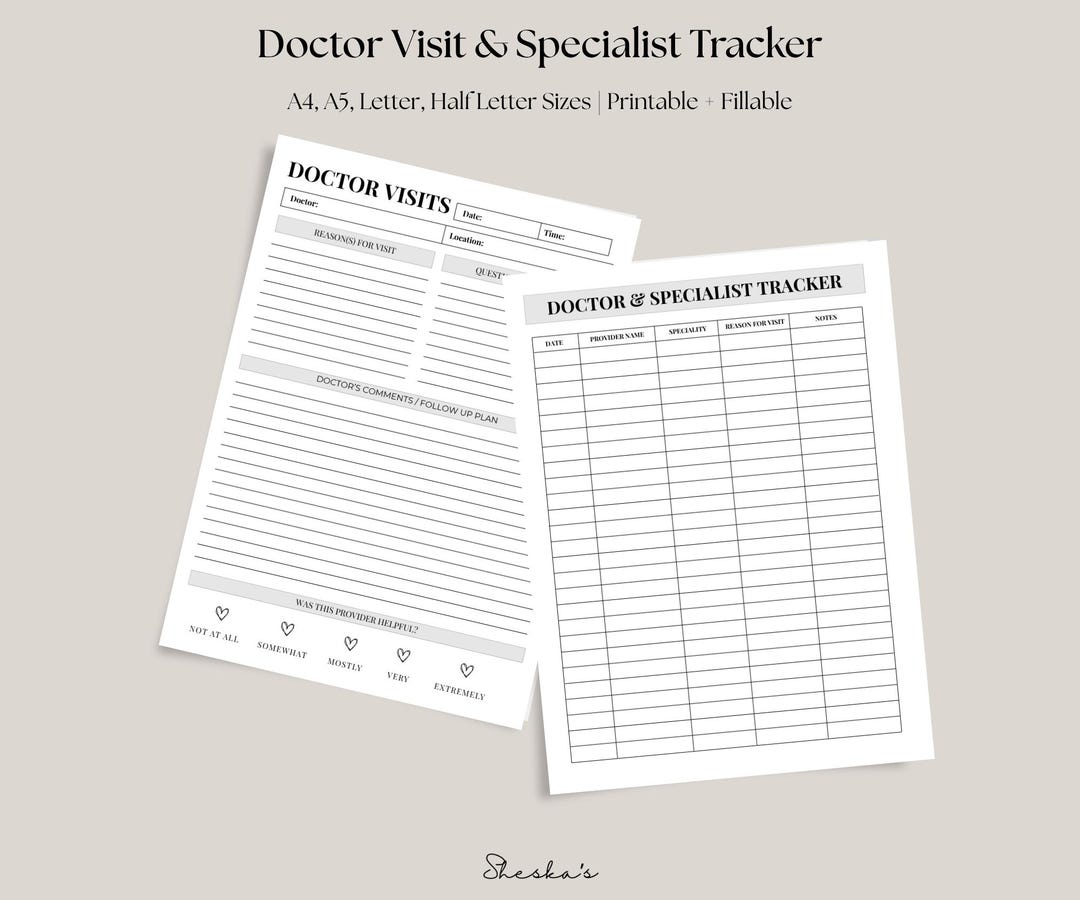 Doctor Visit Tracker Printable | Medical Appointment Log for Chronic ...