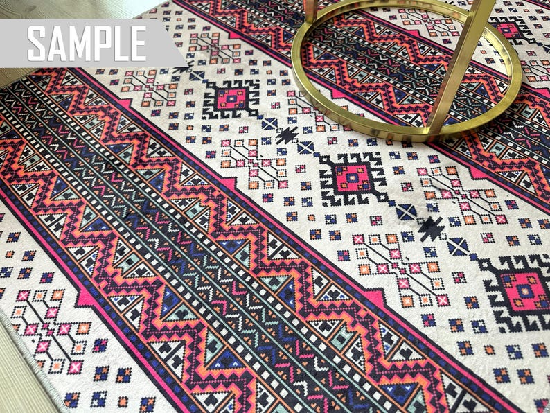 Abstract Grid Area Rug: Modern Orange, Purple & Sage Blocks - Etsy UK