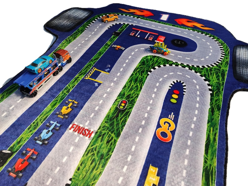 Race Car Rug, Road Carpet, Red F1 Car, Race Track Play Mat for Kids ...