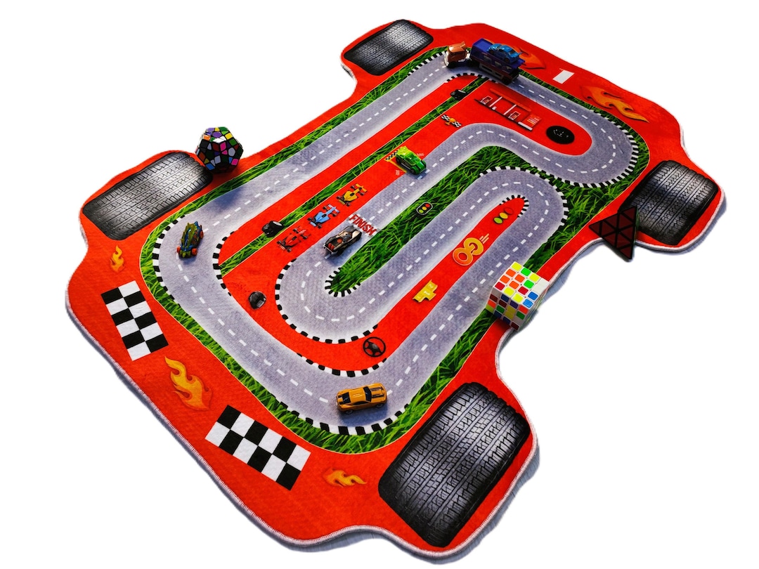 Race Car Rug, Road Carpet, Red F1 Car, Race Track Play Mat for Kids ...