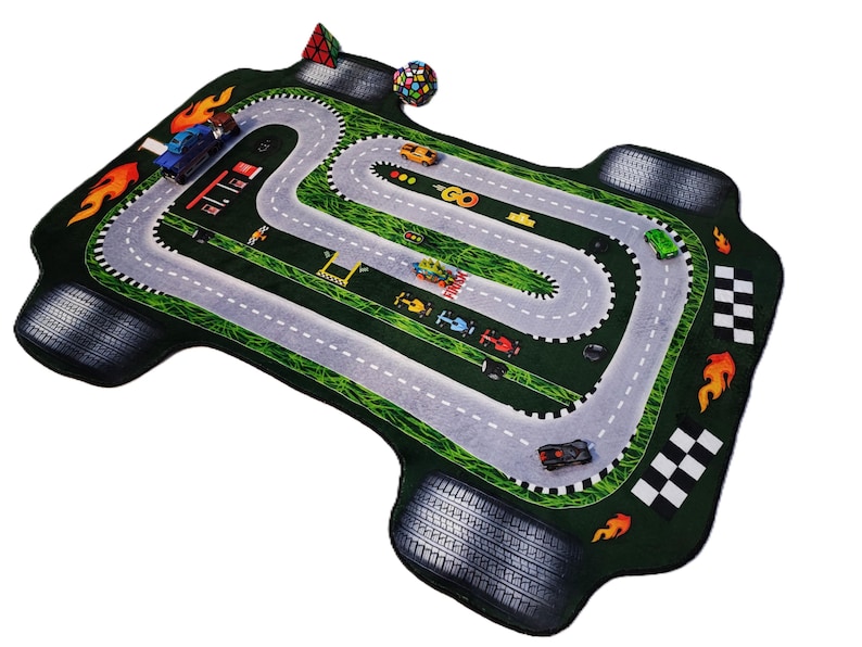 Race Car Rug, Road Carpet, Red F1 Car, Race Track Play Mat for Kids ...
