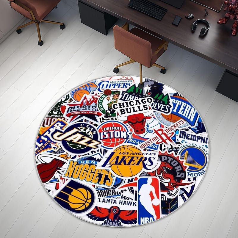 Round Basketball Area Rug - Etsy